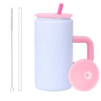 China 16oz Sublimation Stainless Steel Mason Jar Double Vacuum Tumbler With Handle And Straw Lid for sale