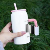 China 16oz Sublimation Stainless Steel Mason Jar Double Vacuum Tumbler With Handle And Straw Lid for sale