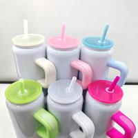 China 16oz Sublimation Stainless Steel Mason Jar Double Vacuum Tumbler With Handle And Straw Lid for sale
