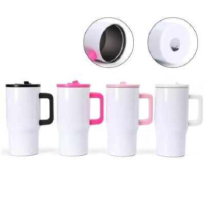 China Custom Logo 20oz Sublimation Double Wall Stainless Steel Vacuum Insulated Tumbler With Handle 20oz Leak Proof Travel Kids Mug With Lid And Straw for sale