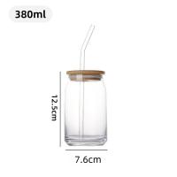 China Sublimation Glass Coke Cup With Bamboo Lid And Straw Glass Cold Drink Cup High Borosilicate Glass Coated Transparent Glass Cup Set Sublimation Glass Mason Jar for sale