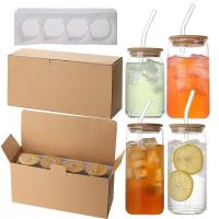 China Sublimation Glass Coke Cup With Bamboo Lid And Straw Glass Cold Drink Cup High Borosilicate Glass Coated Transparent Glass Cup Set Sublimation Glass Mason Jar for sale