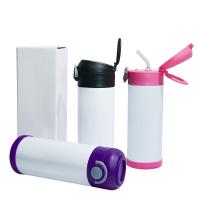 China 12 Oz 350ml Stainless Steel Insulated White Blanks Kids Sublimation Water Bottle With Bouncing Lid And Straw for sale