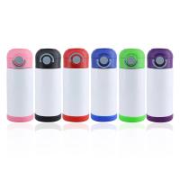 China 12 Oz 350ml Stainless Steel Insulated White Blanks Kids Sublimation Water Bottle With Bouncing Lid And Straw for sale