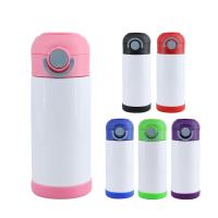 China 12 Oz 350ml Stainless Steel Insulated White Blanks Kids Sublimation Water Bottle With Bouncing Lid And Straw for sale