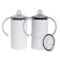 China 12oz Blank Stainless Steel Sublimation Tumblers Straight Sippy Cup With Straw Baby Feeding Bottle With Handle for sale