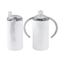 China 12oz Blank Stainless Steel Sublimation Tumblers Straight Sippy Cup With Straw Baby Feeding Bottle With Handle for sale