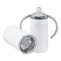 China 12oz Blank Stainless Steel Sublimation Tumblers Straight Sippy Cup With Straw Baby Feeding Bottle With Handle for sale