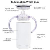 China 12oz Blank Stainless Steel Sublimation Tumblers Straight Sippy Cup With Straw Baby Feeding Bottle With Handle for sale