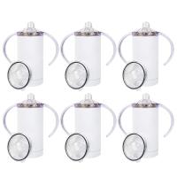 China 12oz Blank Stainless Steel Sublimation Tumblers Straight Sippy Cup With Straw Baby Feeding Bottle With Handle for sale