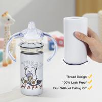 China 12oz Blank Stainless Steel Sublimation Tumblers Straight Sippy Cup With Straw Baby Feeding Bottle With Handle for sale