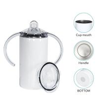 China 12oz Blank Stainless Steel Sublimation Tumblers Straight Sippy Cup With Straw Baby Feeding Bottle With Handle for sale