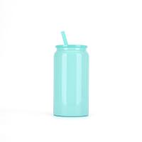 China 16oz Stainless Steels Can Shaped Sublimation Tumbler With Lids And Straws for sale