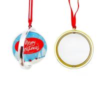 China Double Sided Rotatable Sublimation Christmas Ornament Blanks With MDF Board Silver And Gold Color Blank Plastic Ornaments for sale