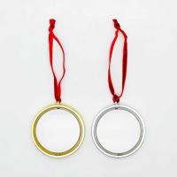 China Double Sided Rotatable Sublimation Christmas Ornament Blanks With MDF Board Silver And Gold Color Blank Plastic Ornaments for sale
