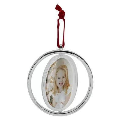 China Double Sided Rotatable Sublimation Christmas Ornament Blanks With MDF Board Silver And Gold Color Blank Plastic Ornaments for sale