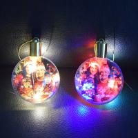 China Sublimation Christmas Tree Hanging Ball With LED Custom Printing Christmas Ornaments for sale