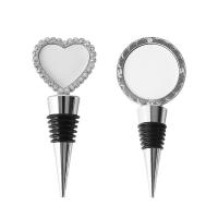 China Household Double Sided Sublimation Wine Bottle Stopper With Necklace 2 In 1 Wine Party Decoration for sale