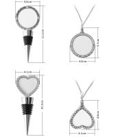 China Household Double Sided Sublimation Wine Bottle Stopper With Necklace 2 In 1 Wine Party Decoration for sale