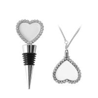 China Household Double Sided Sublimation Wine Bottle Stopper With Necklace 2 In 1 Wine Party Decoration for sale