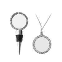 China Household Double Sided Sublimation Wine Bottle Stopper With Necklace 2 In 1 Wine Party Decoration for sale