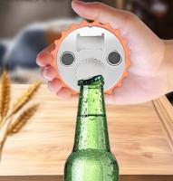China Sublimation Magnetic Bottle Opener With Aluminum Sheet Custom Logo Round Plastic Bottle Opener Fridge Magnet Blanks for sale