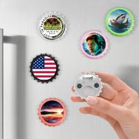 China Sublimation Magnetic Bottle Opener With Aluminum Sheet Custom Logo Round Plastic Bottle Opener Fridge Magnet Blanks for sale