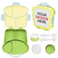 China Creative Microwave Safe Lunchbox Sublimation With Fork And Spoon For Children Food Grade Plastic Fruit Bento Box For Office Workers for sale