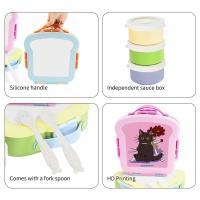 China Creative Microwave Safe Lunchbox Sublimation With Fork And Spoon For Children Food Grade Plastic Fruit Bento Box For Office Workers for sale