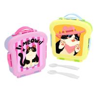 China Creative Microwave Safe Lunchbox Sublimation With Fork And Spoon For Children Food Grade Plastic Fruit Bento Box For Office Workers for sale