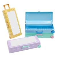 China Blank Sublimation Pencil Case Upgraded Trolley Case Shape Double-Layer Desktop Pencil Storage Box for sale