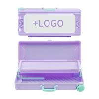 China Blank Sublimation Pencil Case Upgraded Trolley Case Shape Double-Layer Desktop Pencil Storage Box for sale