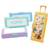 China Blank Sublimation Pencil Case Upgraded Trolley Case Shape Double-Layer Desktop Pencil Storage Box for sale