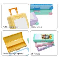 China Blank Sublimation Pencil Case Upgraded Trolley Case Shape Double-Layer Desktop Pencil Storage Box for sale