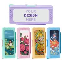 China Blank Sublimation Pencil Case Upgraded Trolley Case Shape Double-Layer Desktop Pencil Storage Box for sale