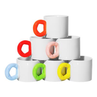 China Fashion Design Colored Handle Sublimation Blank Ceramic Coffee Mugs Custom Printing Ceramic Sublimation Mugs for sale