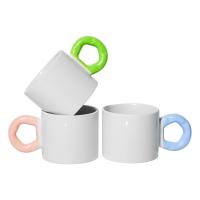 China Fashion Design Colored Handle Sublimation Blank Ceramic Coffee Mugs Custom Printing Ceramic Sublimation Mugs for sale