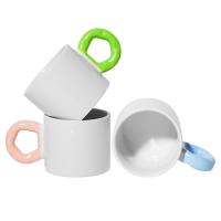 China Fashion Design Colored Handle Sublimation Blank Ceramic Coffee Mugs Custom Printing Ceramic Sublimation Mugs for sale