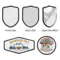 China Dye Sublimation Patches Iron On Patch Custom Printing Hat Shirts Ornaments White Self-Adhesive Tape Blank Patches for sale