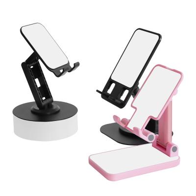 China Personalized 360° Rotating Portable Sublimation Phone Stand Blanks Printable Foldable Retractable Desktop Colorful Phone Holder Mobile Stand for sale