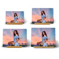 China 7inch 8inch Sublimation Aluminum Photo Frame Bamboo Base Blanks Custom Metal Picture Frames for sale