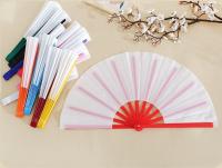 China 13 Inch Loud Noise Clacking Fans Sublimation Blanks Folded Polyester Hand Clack Fan for sale