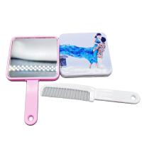 China Plastic Sublimation Hand Mirror With Hair Comb Custom Cosmetic Makeup Portable Pocket Mirror for sale