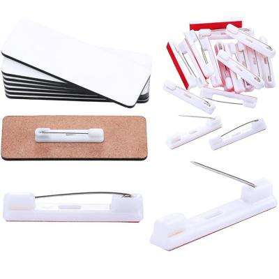 China Blank MDF Wooden Sublimation Name Badge Rectangle And Round Shape Personalized Wooden Name Tags for sale
