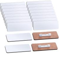 China Blank MDF Wooden Sublimation Name Badge Rectangle And Round Shape Personalized Wooden Name Tags for sale