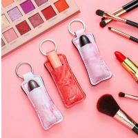 China Sublimatoin Lip Gloss Holder Keychain Diy Photo Printing Neoprene Chapstick Sleeve Lipstick Lip Balm Holder for sale