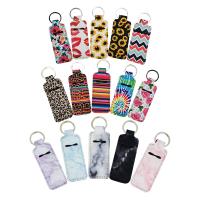 China Sublimatoin Lip Gloss Holder Keychain Diy Photo Printing Neoprene Chapstick Sleeve Lipstick Lip Balm Holder for sale