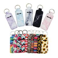 China Sublimatoin Lip Gloss Holder Keychain Diy Photo Printing Neoprene Chapstick Sleeve Lipstick Lip Balm Holder for sale