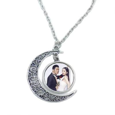 China Personalized Moon Necklace Sublimation Pendant Necklaces Blanks for sale