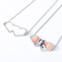 China Valentine'S Day Gift Blanks Double Heart Sublimation Necklace With Aluminum Sheet for sale